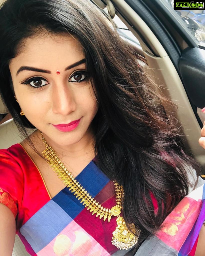 Alya Manasa, Raja Rani Serial Heroine, car, saree, selfie | Gethu Cinema