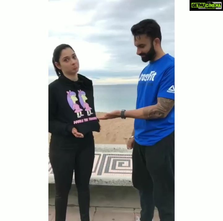 Tamannaah Instagram – This is double the trouble! #CrossFit @siddharthasingh1810 | Gethu Cinema