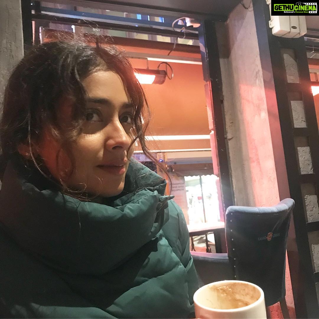 Shriya Saran Instagram – Coffee makes a happy me | Gethu Cinema