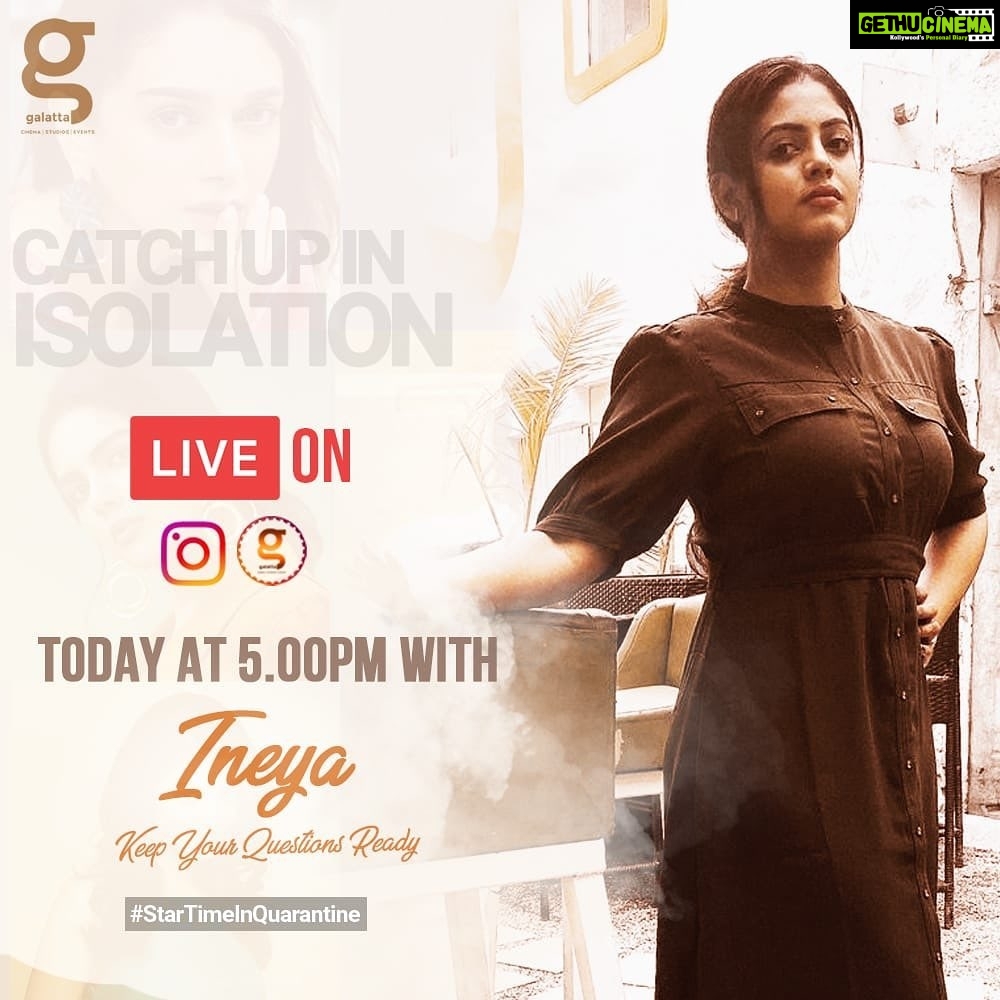 Iniya Instagram – Coming Live today 🤗catch me @galattadotcom | Gethu Cinema