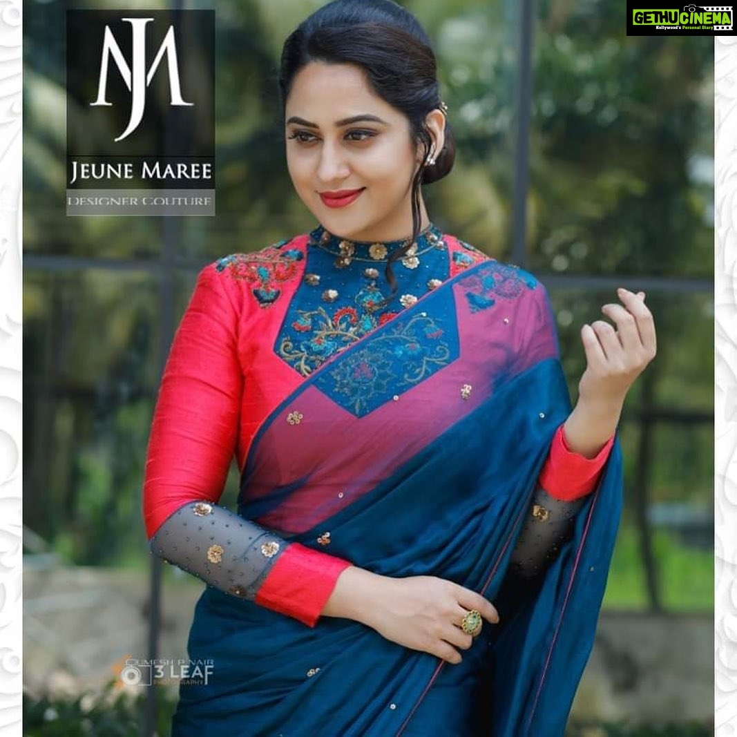 Miya George Instagram – Loved the colour combo nd beautiful blouse pattern . Thank u @jeunemaree ...