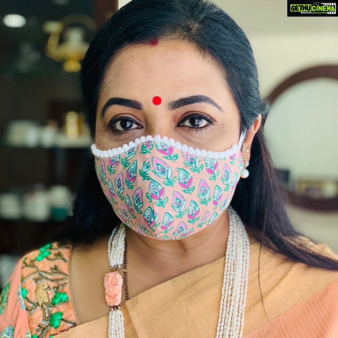 Poornima Bhagyaraj Instagram – A lovely peach saree and embroidered ...