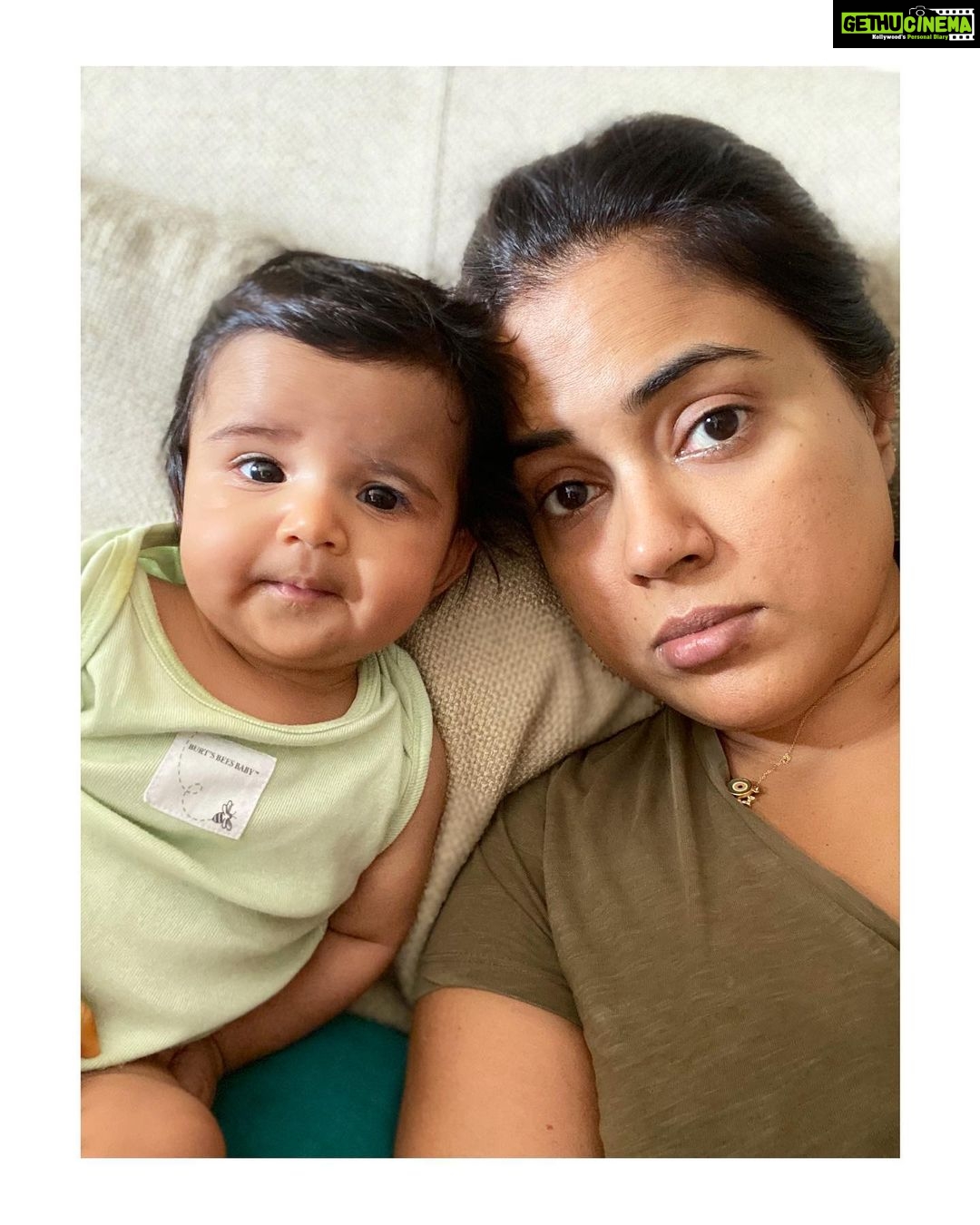 Sameera Reddy Instagram – Can you figure out our expression? I can’t! 😳 ...