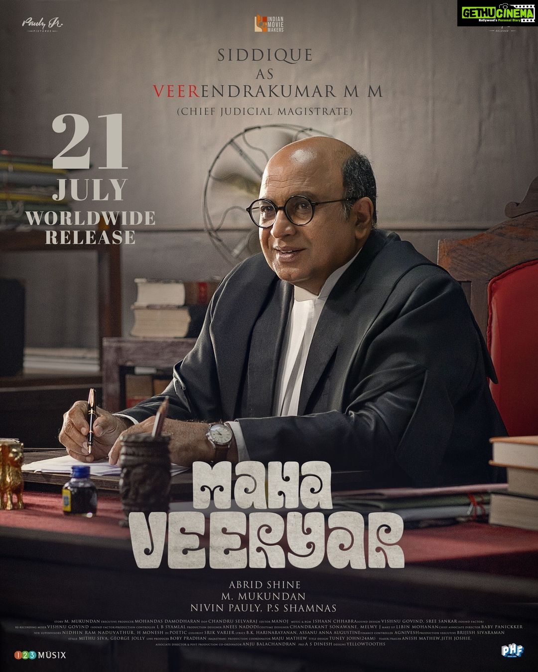 Nivin Pauly Instagram – Presenting @actor.sidhique as V Veerendrakumar ...