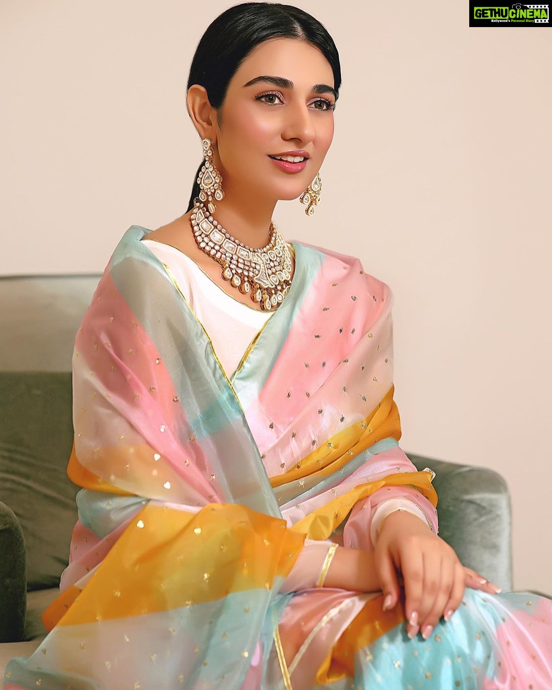 Sarah Khan Instagram – Saree may be a rainbow 🌈 draped in a cloud ...