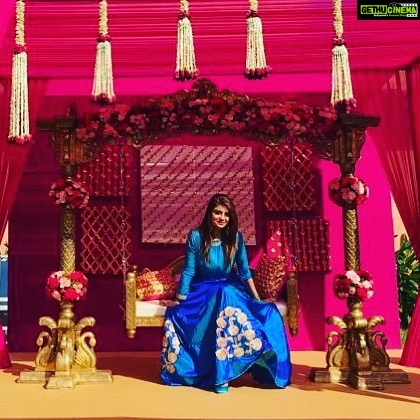 Anveshi Jain Instagram – Yellow decor for the groom and pink for the ...