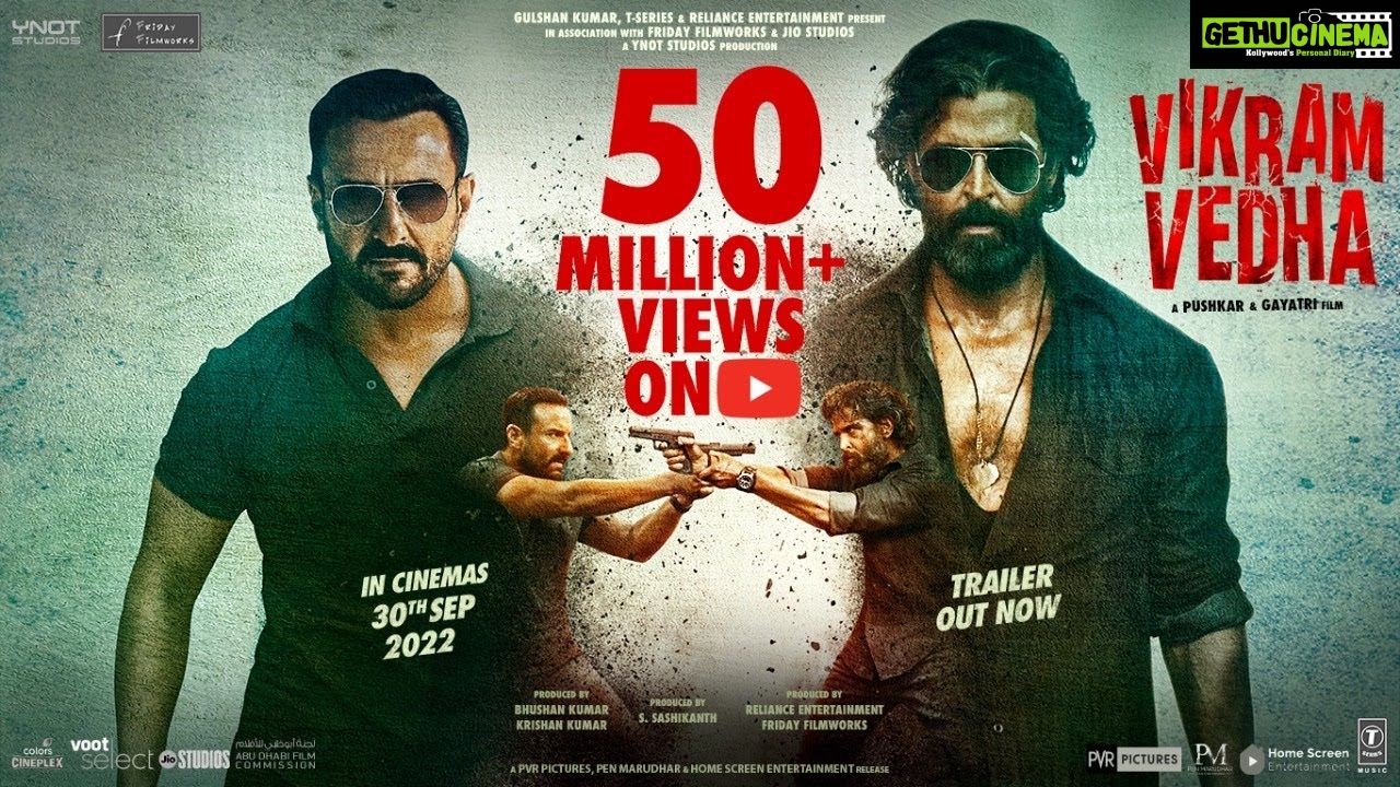 Vikram Vedha Official Trailer | Hrithik Roshan, Saif Ali Khan, Pushkar & Gayatri |IN CINEMAS 30 ...