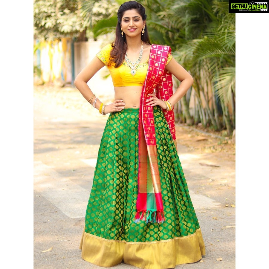 Varshini Sounderajan Instagram – Andariki ugadi subhakanshalu🙏 Wearing ...