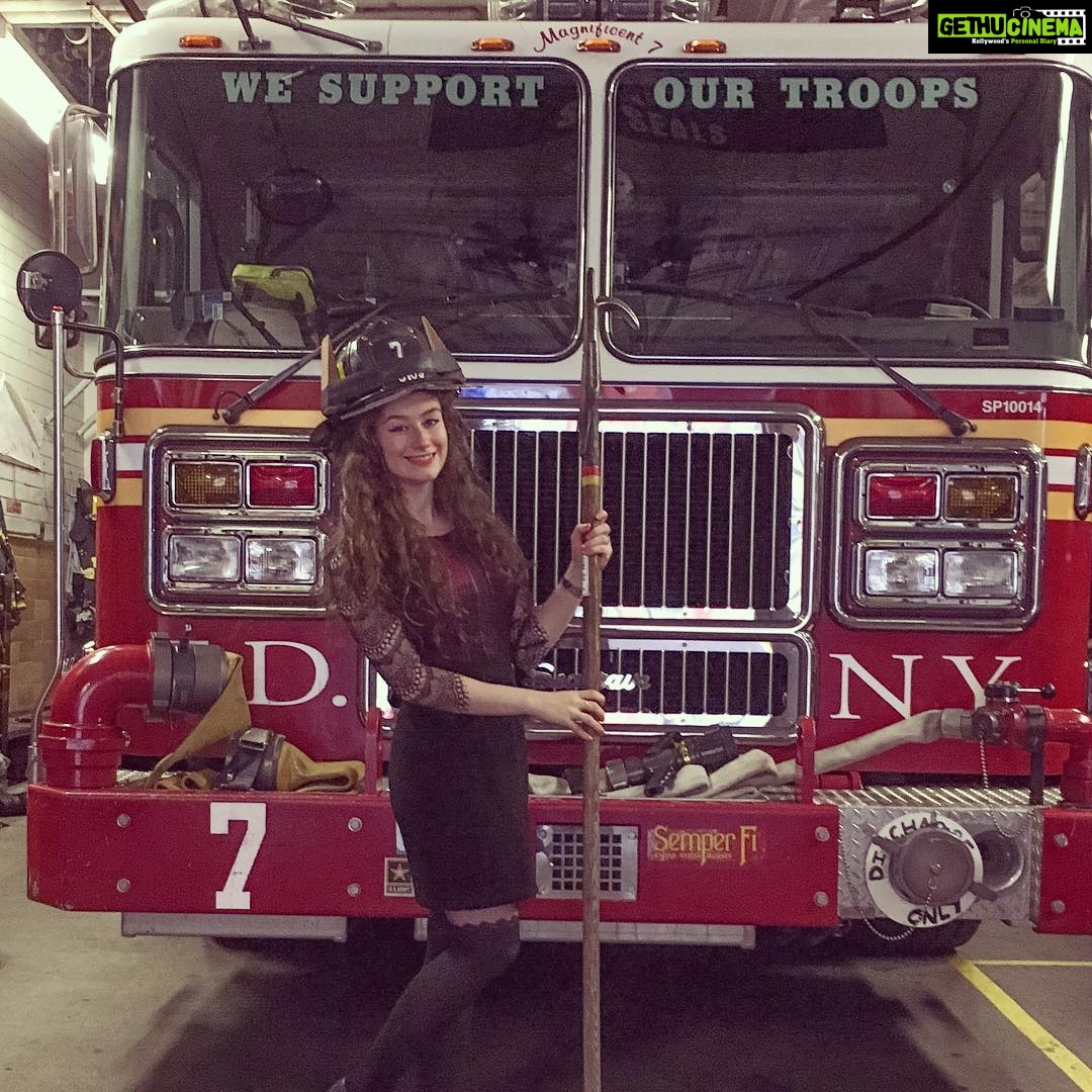 Amber Doig Thorne Instagram – When I was a firewoman for the day 🇺🇸 ...