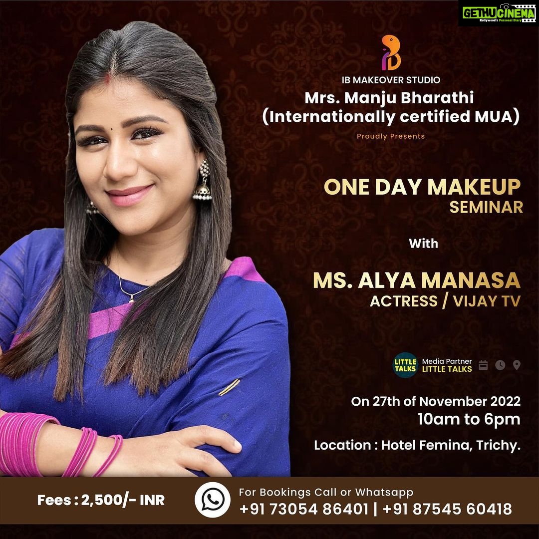 Alya Manasa Instagram – IB MAKEOVER STUDIO Presents One Day Certified ...