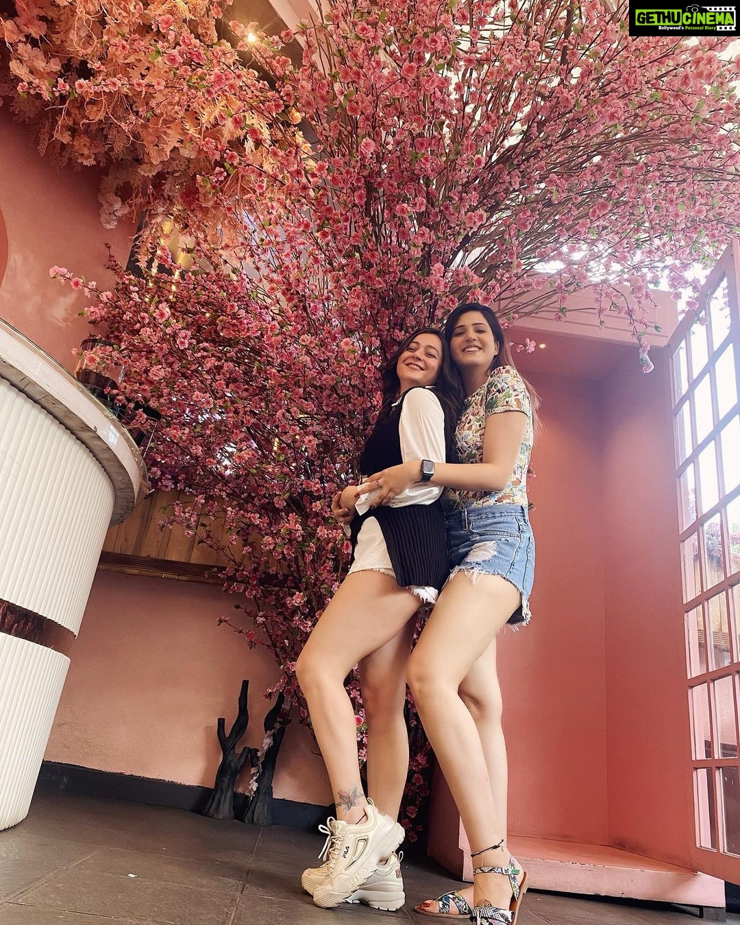 Isha Rikhi Instagram – Two 🍒 captured under the cherry blossom🌸💗 ...