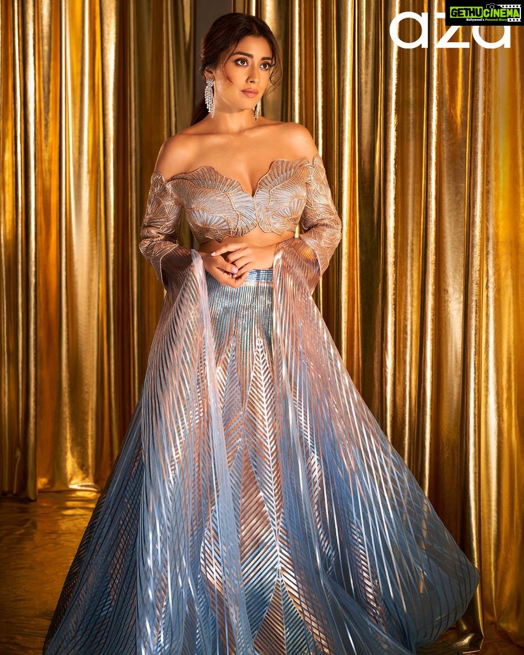 Shriya Saran Instagram – Thank you @azafashions Designer, Amit Aggarwal ...