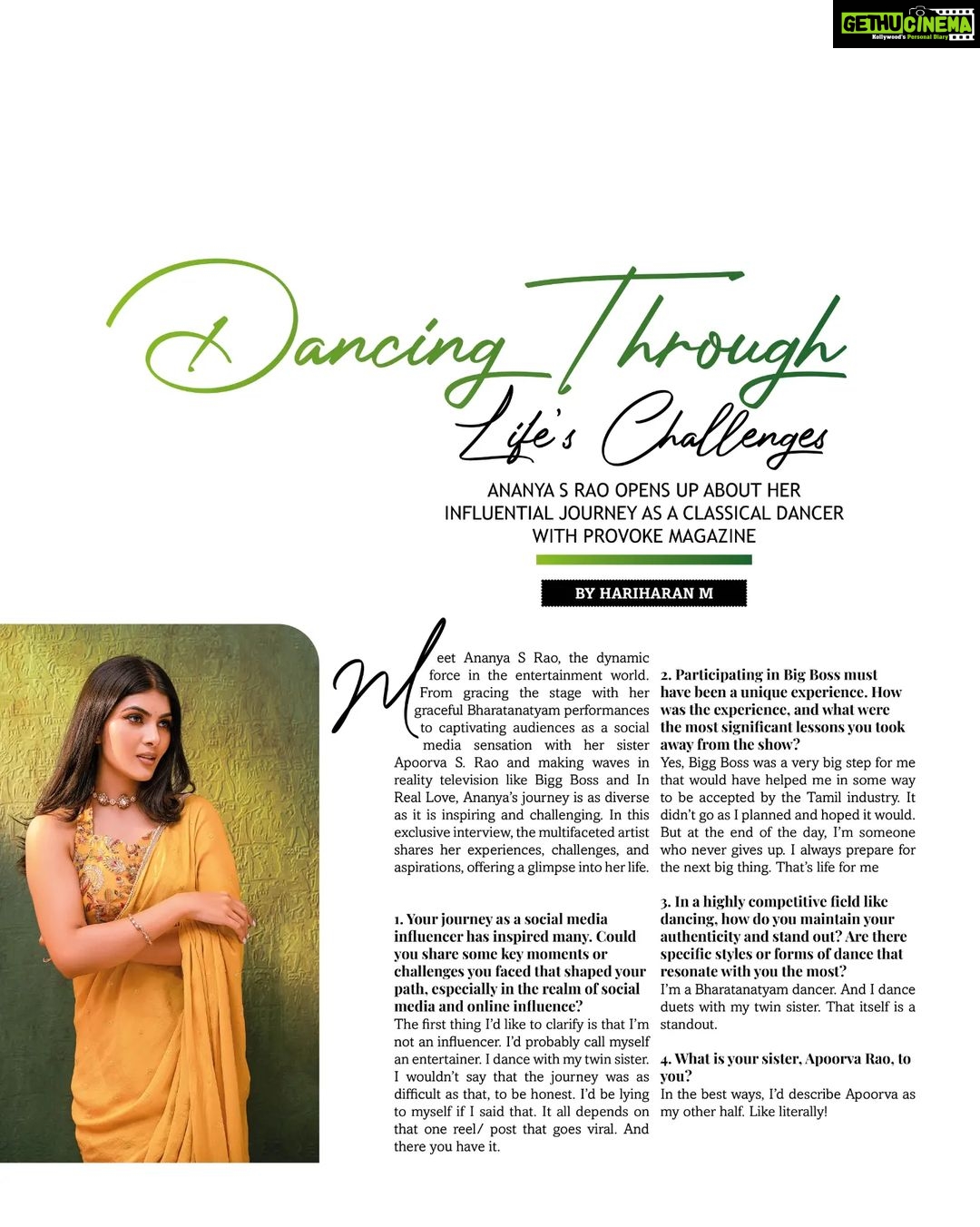 Ananya Rao Instagram – Ananya S Rao, from the realms of Bharatanatyam ...