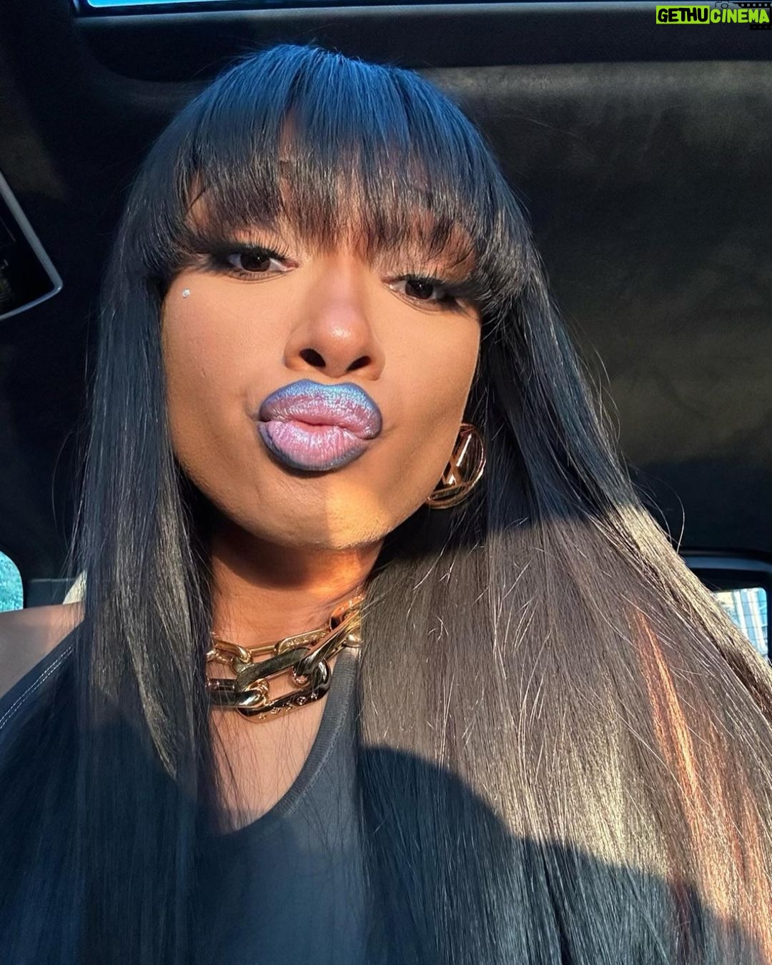 Megan Thee Stallion Instagram – Did a lil blueberry lip for the LV ...