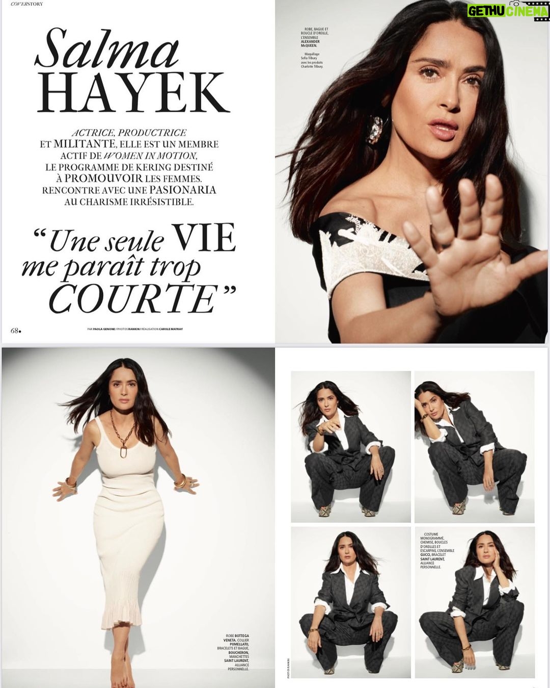 Salma Hayek Pinault Instagram – Out on newstands now @madamefigarofr⚡ ...