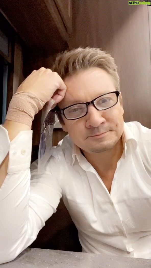 Jeremy Renner Instagram – Today on set was SUPPOSED to be a “talky talk ...