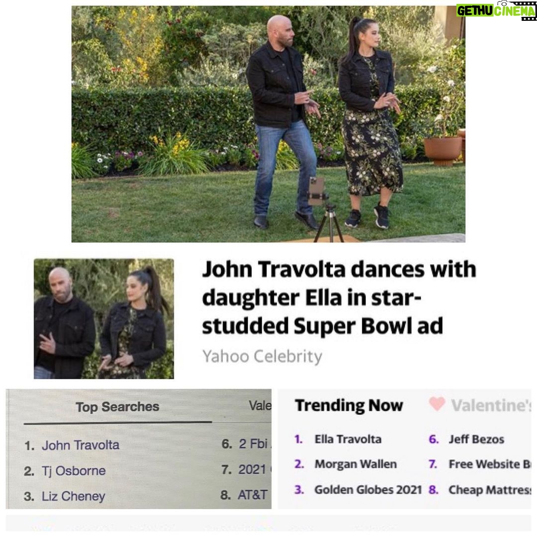 John Travolta Instagram – Thank you all for making @ella.travolta and I number one on Yahoo ...