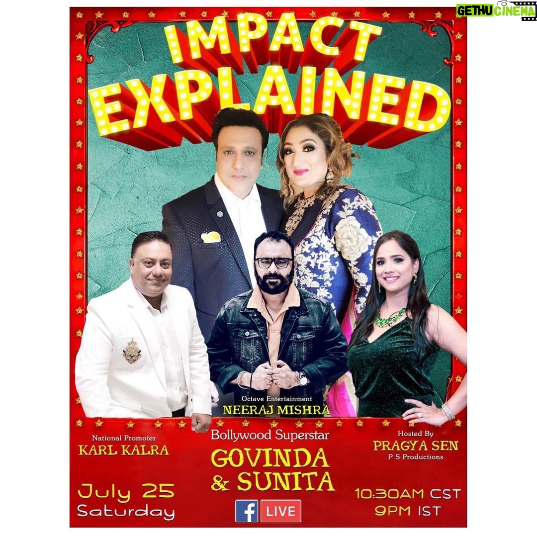 Govinda Instagram – Catch me and Sunita live today on Facebook 9pm ...