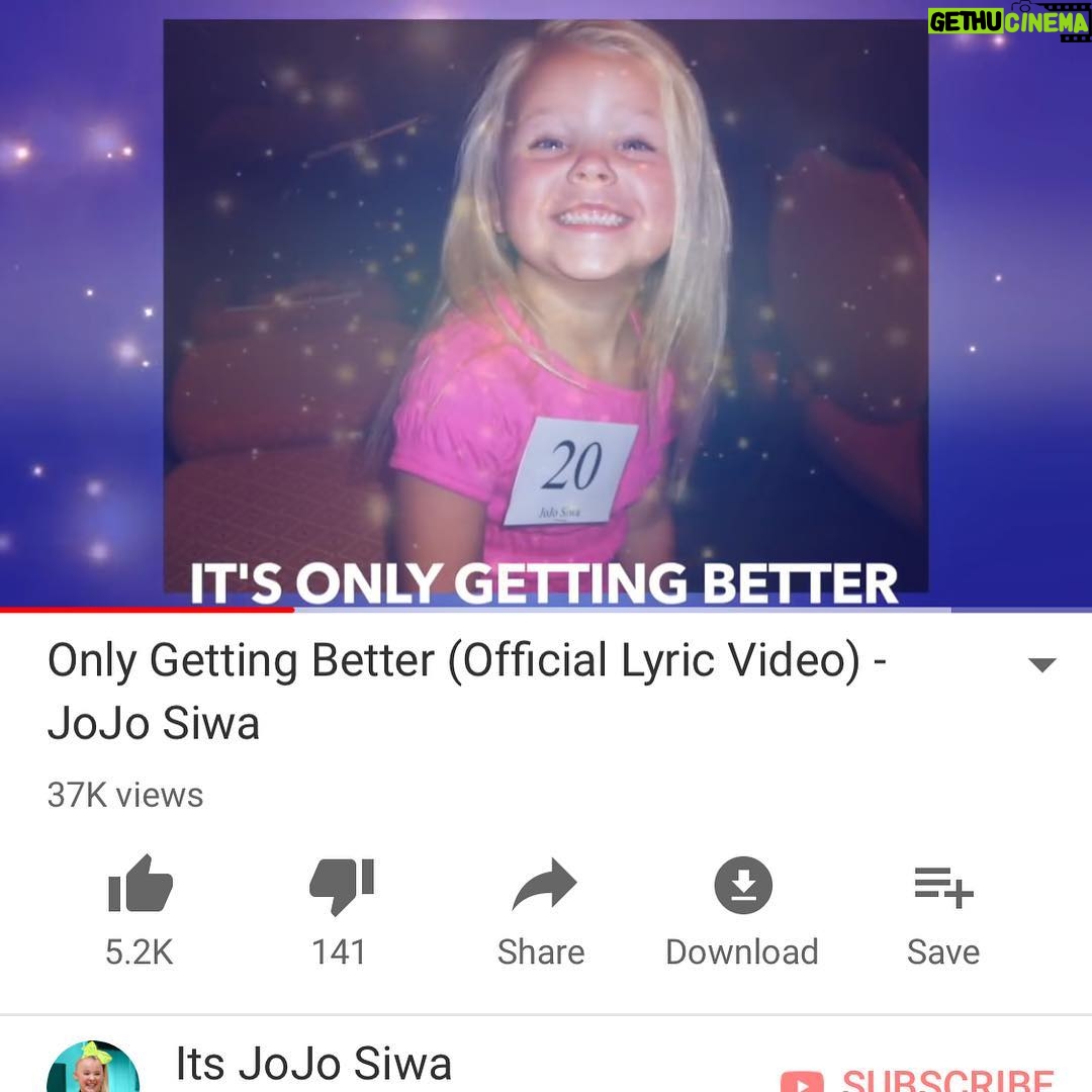 JoJo Siwa Instagram – MY BRAND NEW SONG “ONLY GETTING BETTER” IS OUT ...