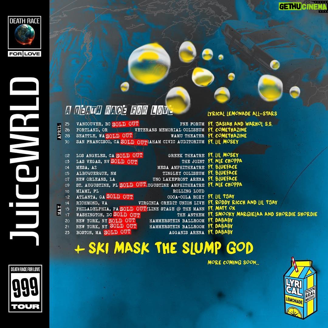 Juice WRLD Instagram – DR4L Tour: Part 1 of the @lyricalemonade Allstar ...